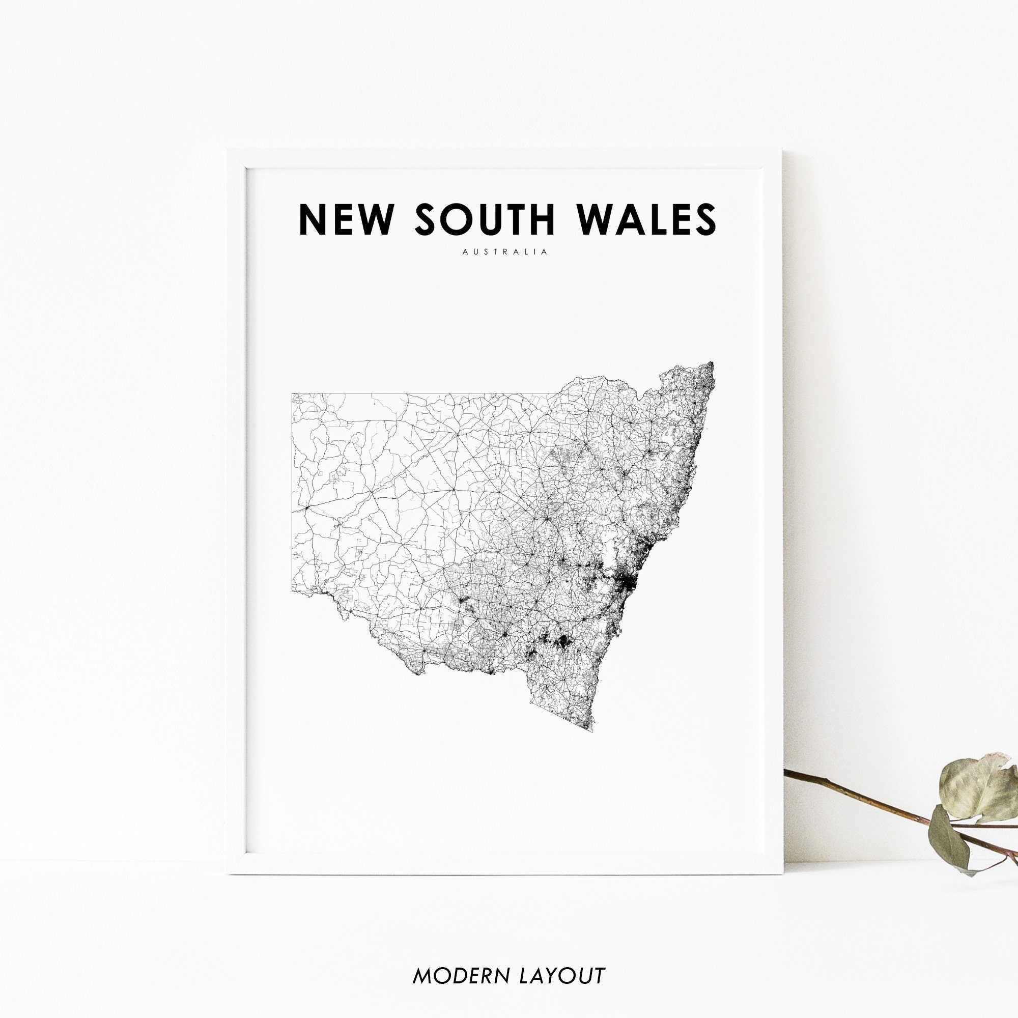 New South Wales Australia Map Print Road Map Art Poster | Etsy