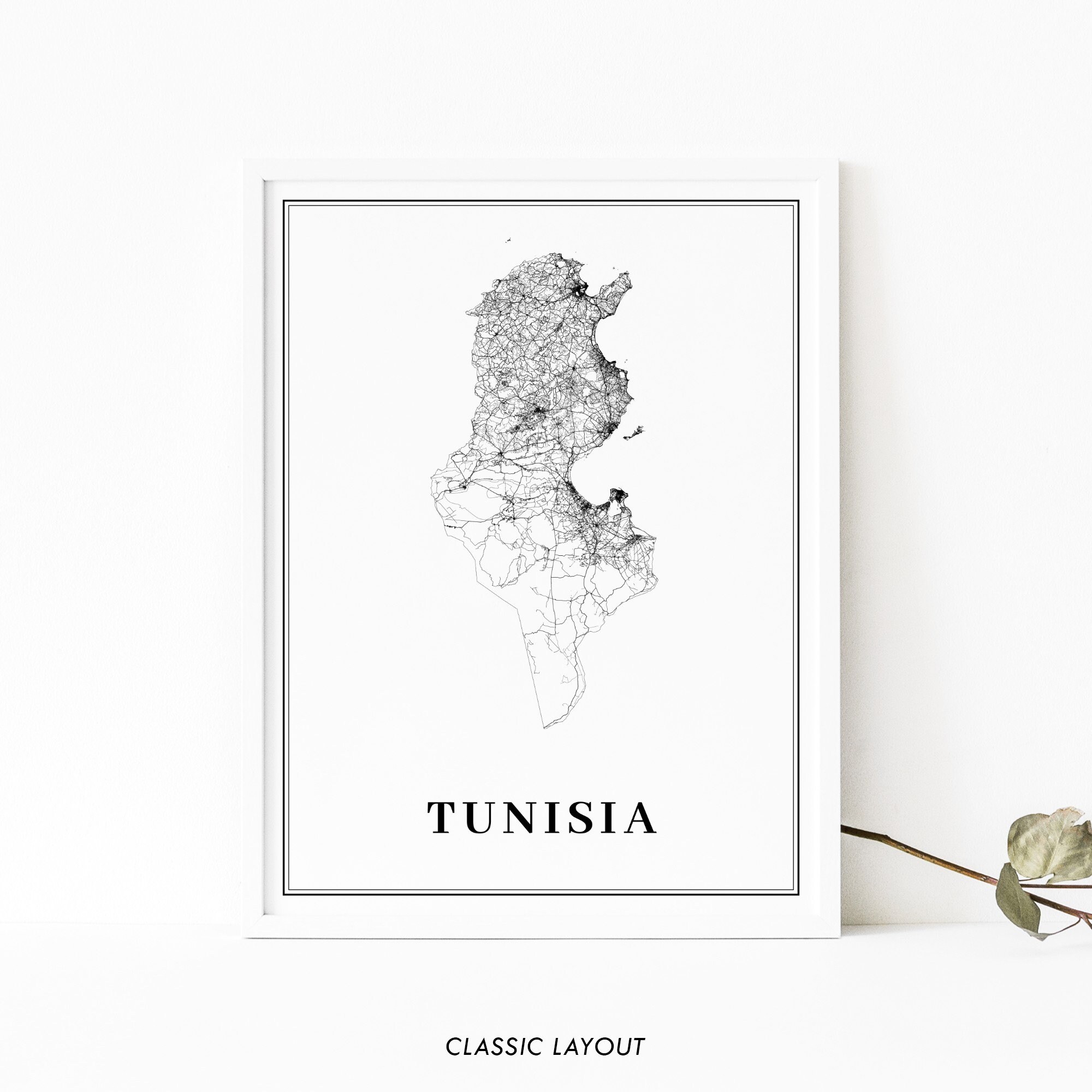 Tunisia Map Print Road Map Art Poster Tūnis Tunisie Tunis | Etsy