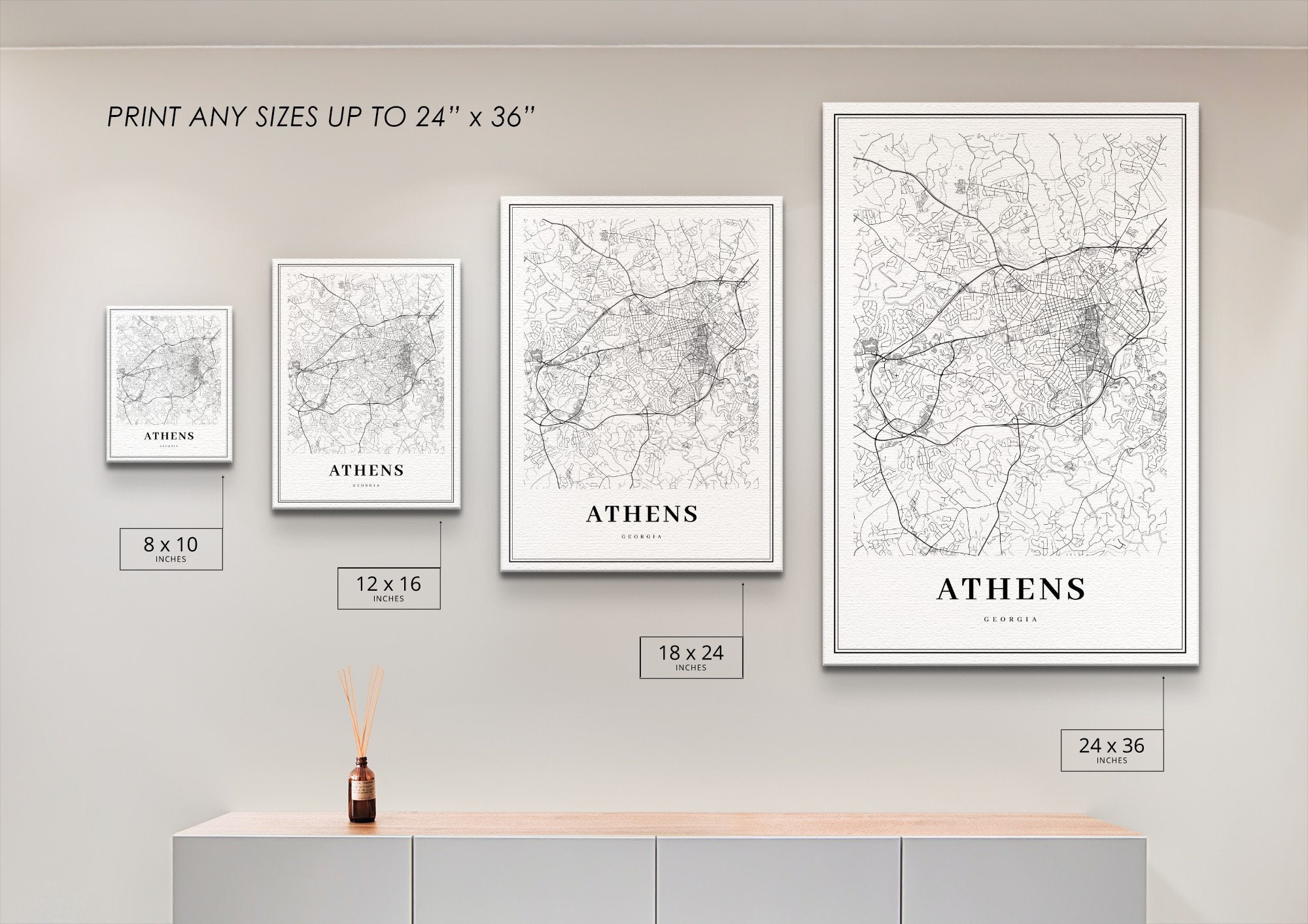 Athens GA Map Print Georgia USA Map Art Poster | Etsy