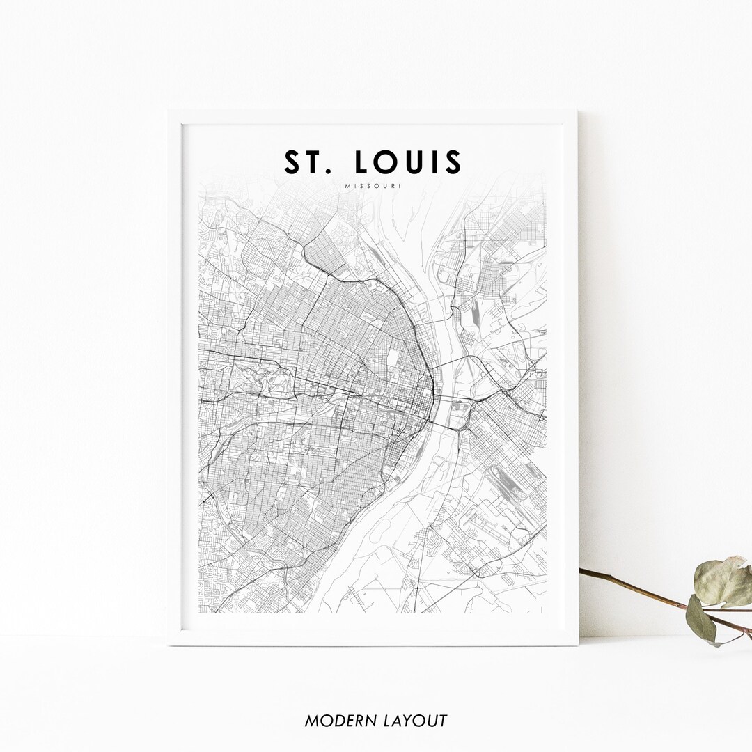 St. Louis MO Map Print, Missouri USA Map Art Poster, St Louis, City ...