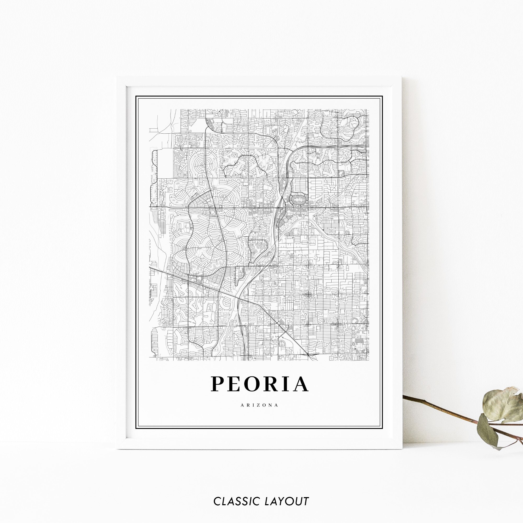 Peoria AZ Map Print Arizona USA Map Art Poster Glendale - Etsy