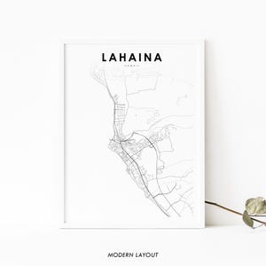 Lahaina HI Map Print, Maui Hawaii USA Map Art Poster, Map Art, City ...