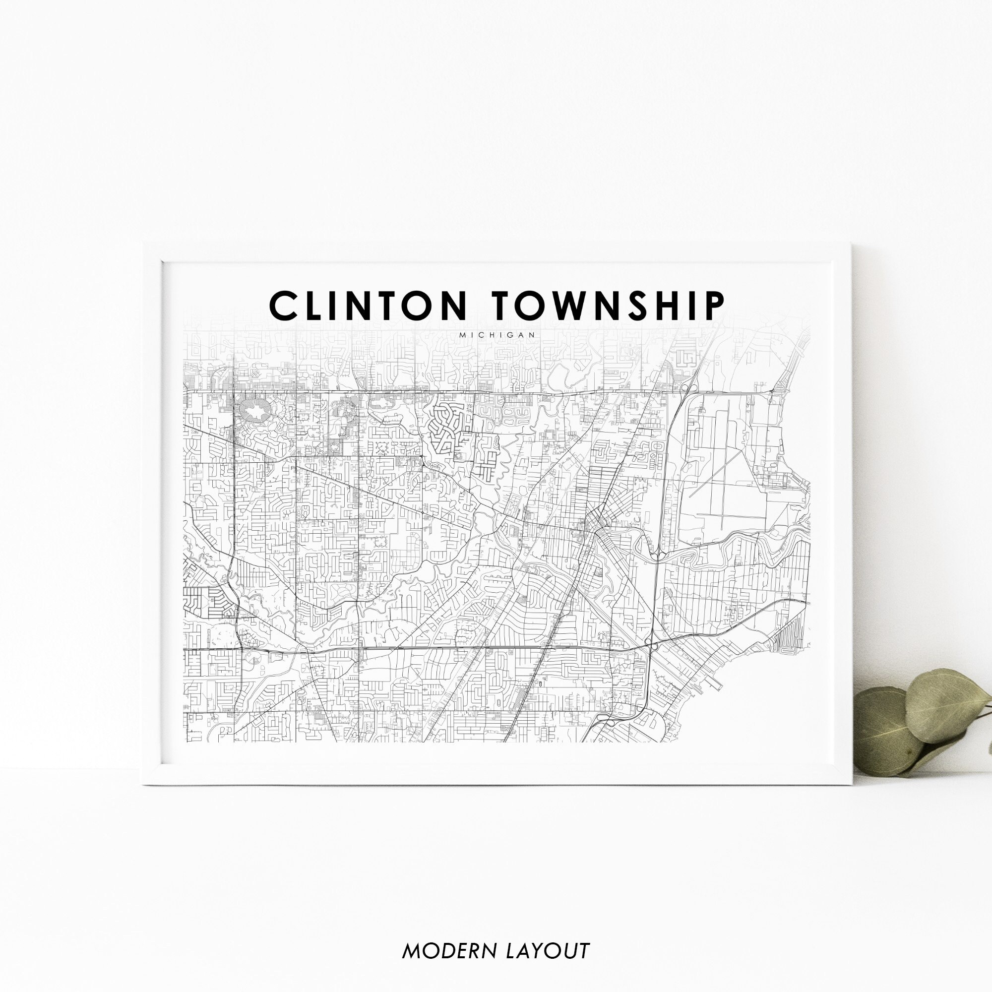 Clinton Township MI Map Print Michigan USA Map Art Poster | Etsy
