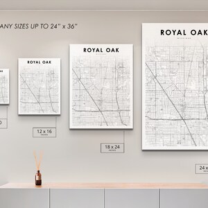 Royal Oak MI Map Print, Michigan USA Map Art Poster, City Street Road ...
