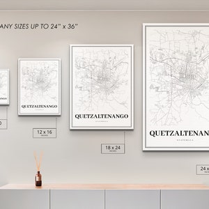 Quetzaltenango Guatemala Map Print, Map Art Poster, Xelajú Xela, City ...