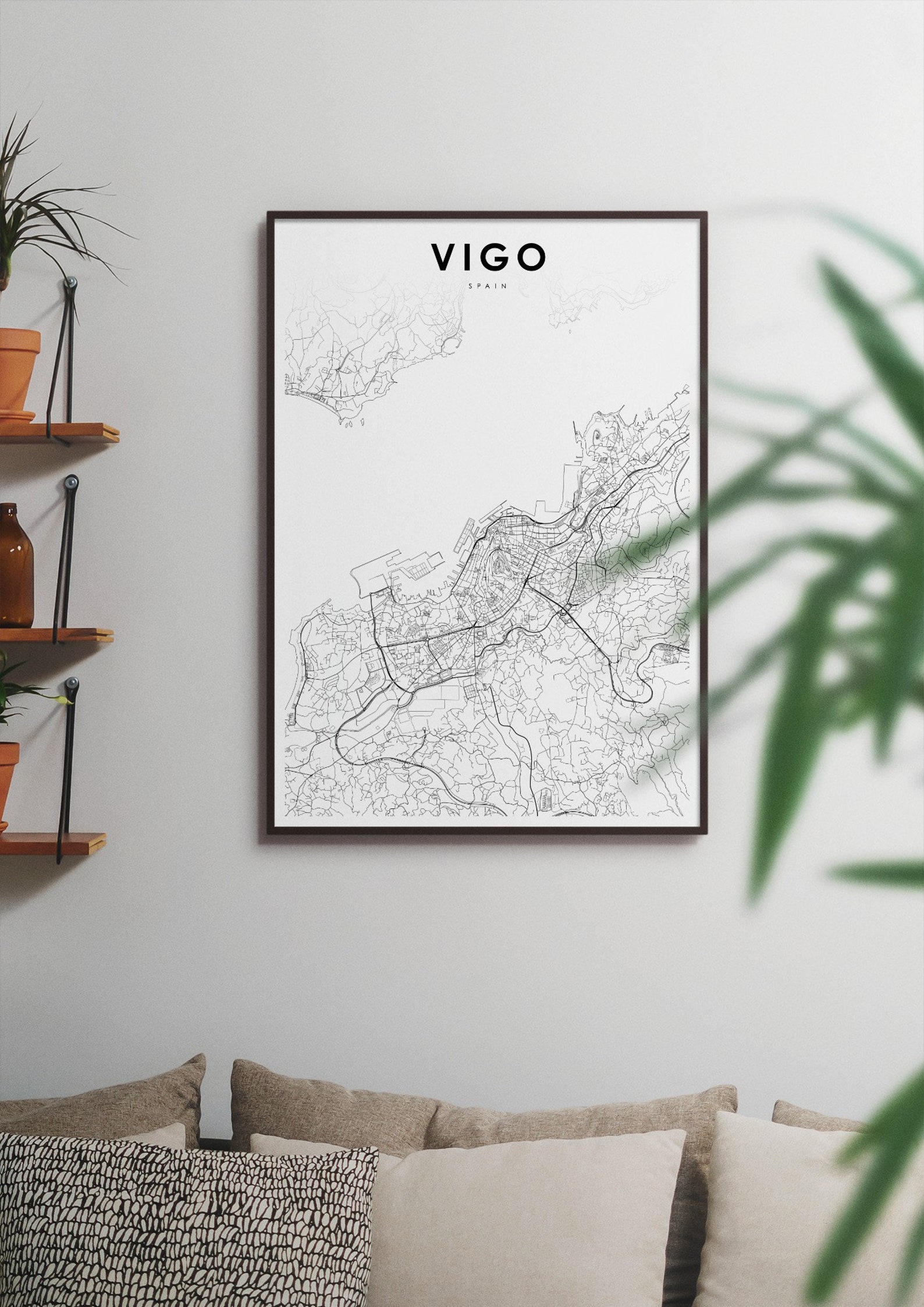 Vigo Spain Map Print Map Art Poster Pontevedra City Street | Etsy