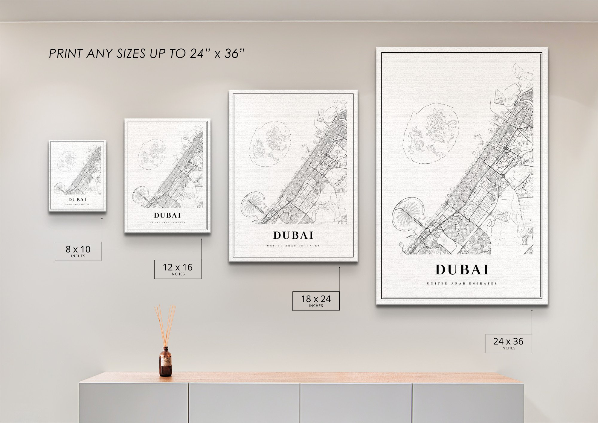 Dubai UAE Map Print United Arab Emirates Map Art Poster دبي - Etsy Canada