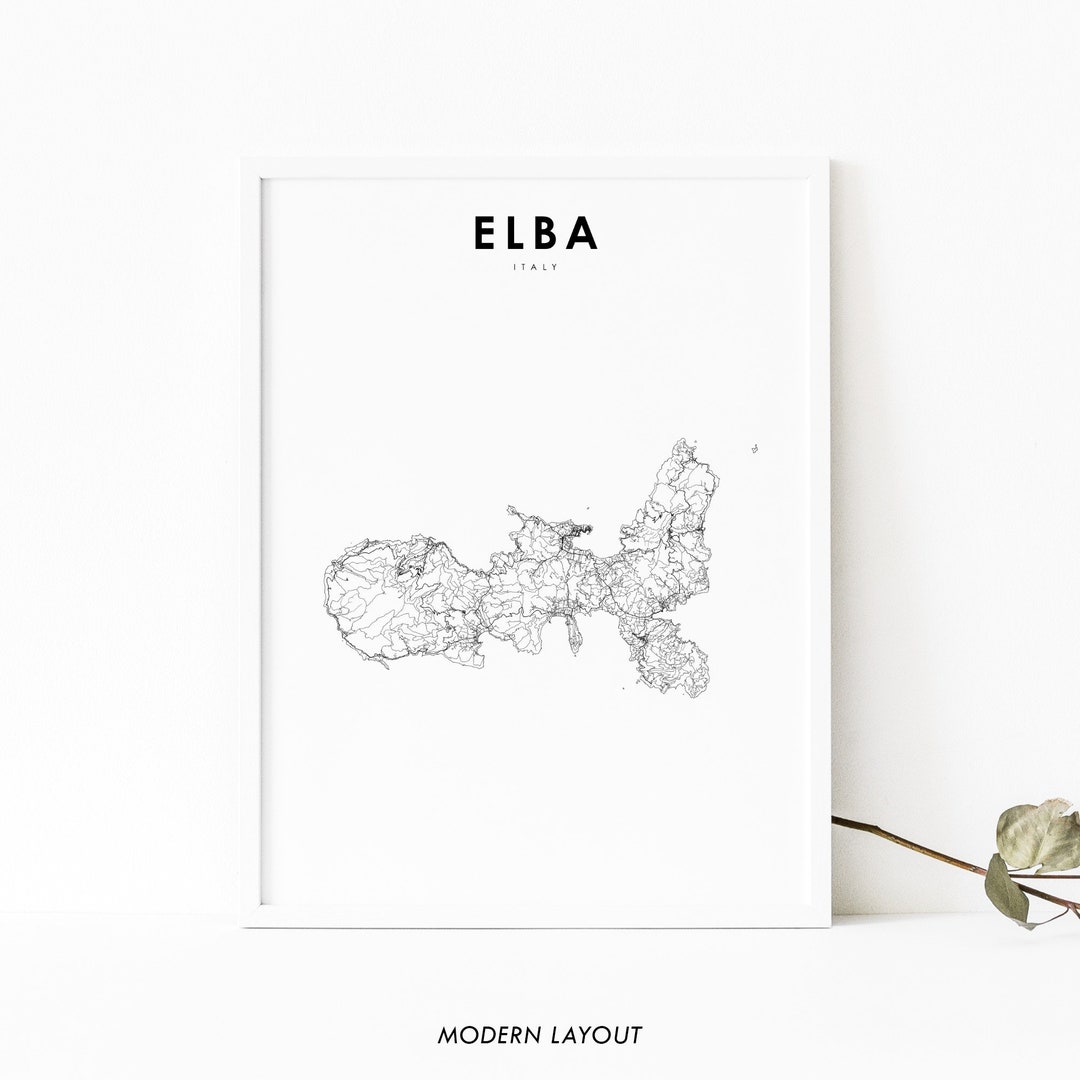 Elba Italy Map Print, Map Art Poster, Isola D'elba Italia Livorno, City ...