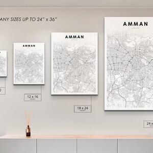 Amman Jordan Map Print, Map Art Poster, City Street Road Map Print ...