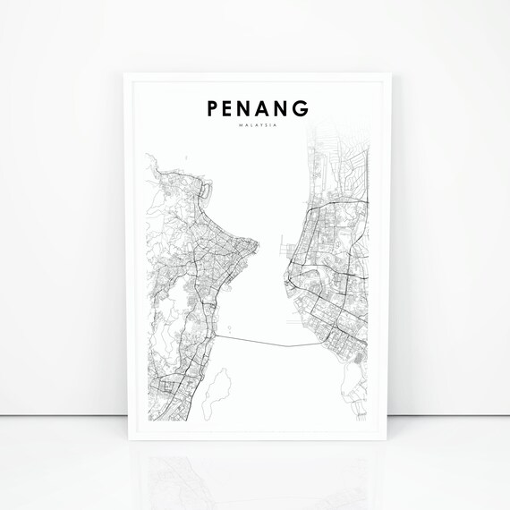 Penang Malaysia Map Print Map Art Poster George Town City | Etsy