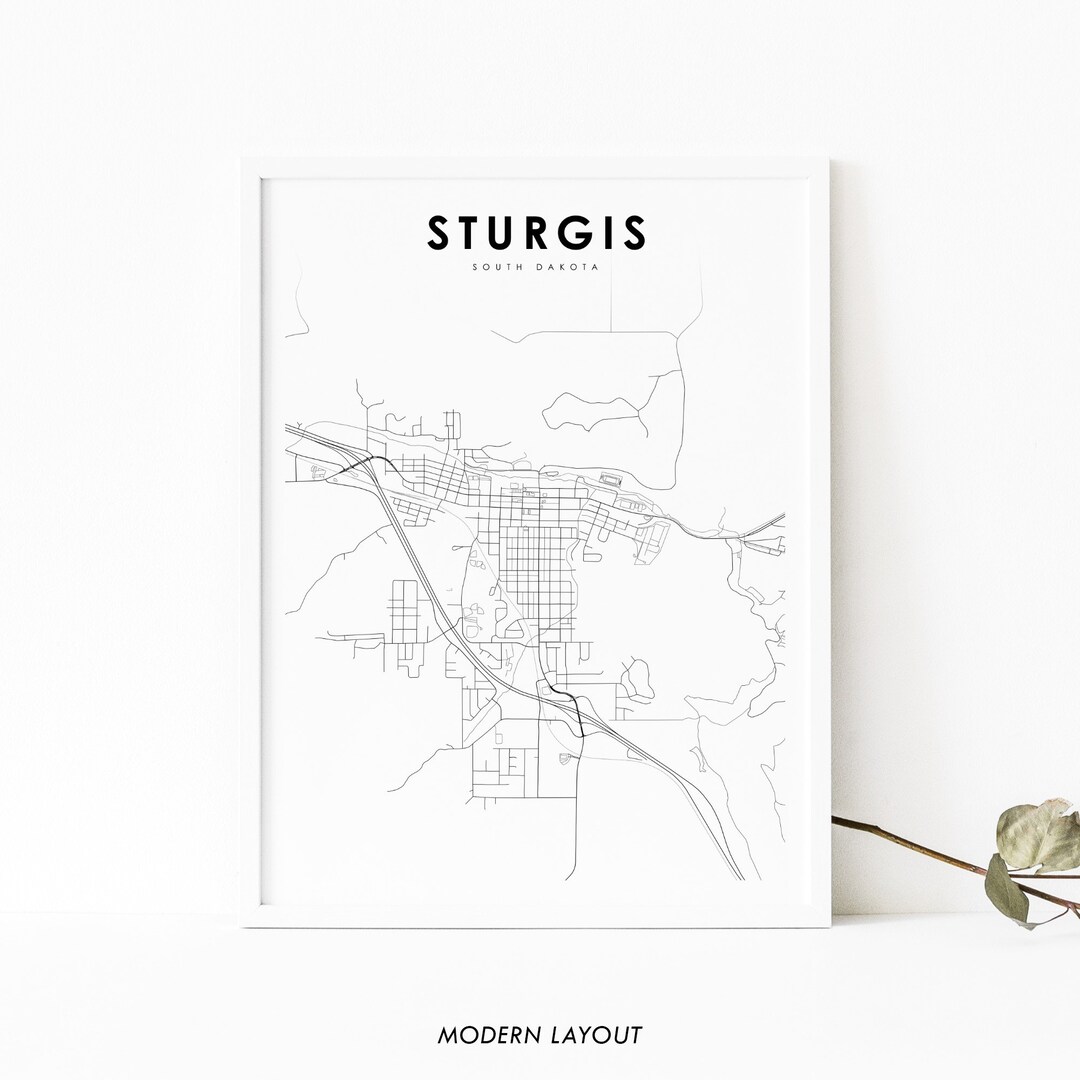 Sturgis SD Map Print, South Dakota USA Map Art Poster, Meade County ...