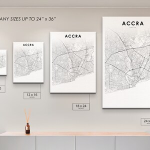 Accra Ghana Map Print, Map Art Poster, Nkran Ankara, City Street Road ...