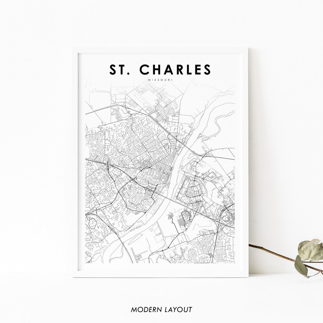 St. Charles MO Map Print, Missouri USA Map Art Poster, Saint Charles ...