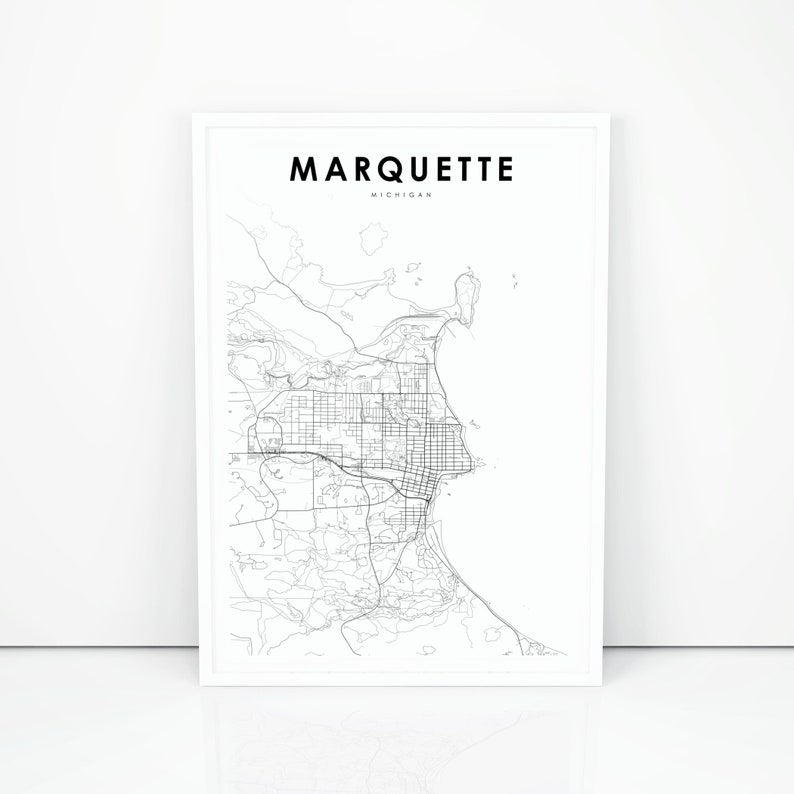 Marquette MI Map Print Michigan USA Map Art Poster Upper | Etsy