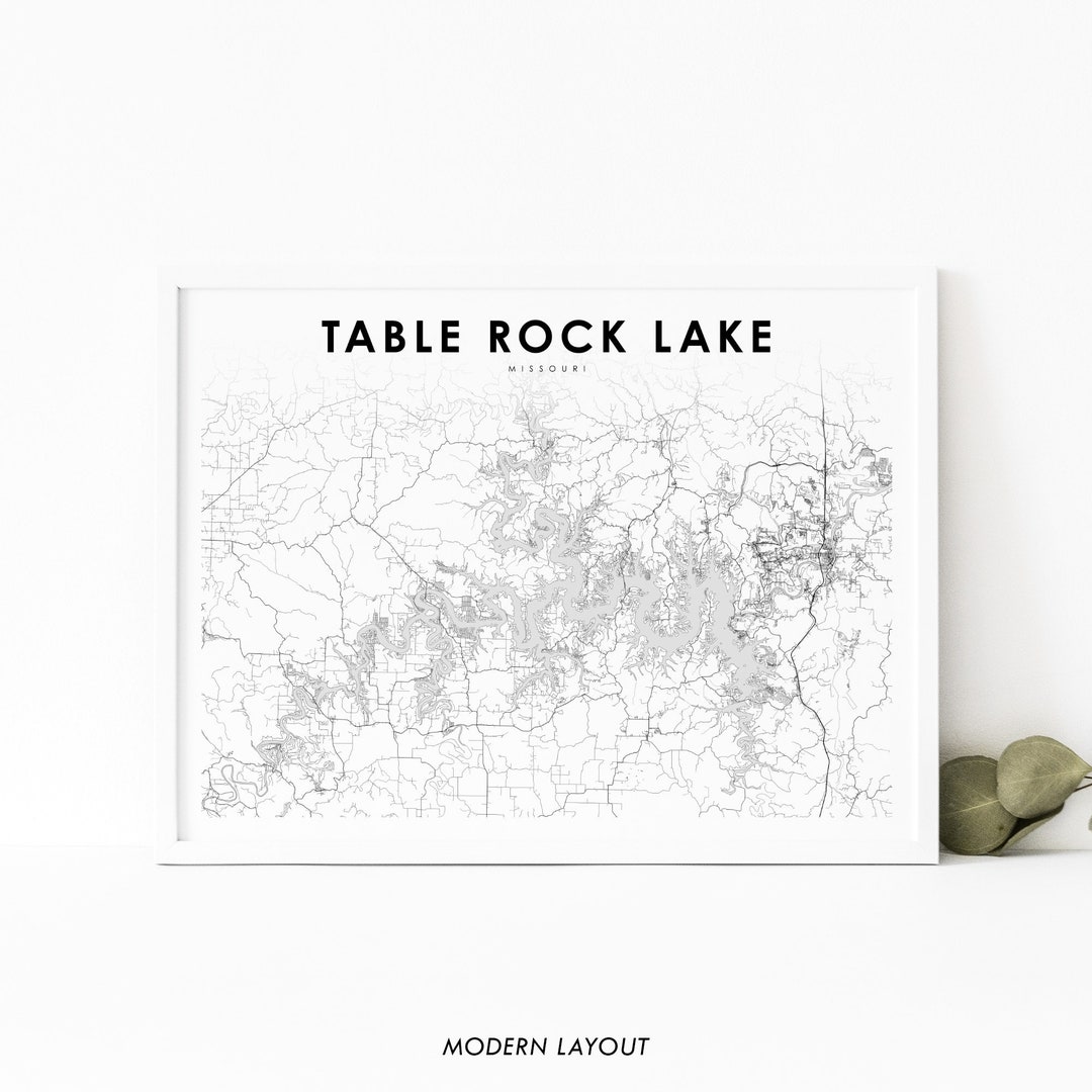 Table Rock Lake MO Map Print, Missouri USA Map Art Poster, City Street ...