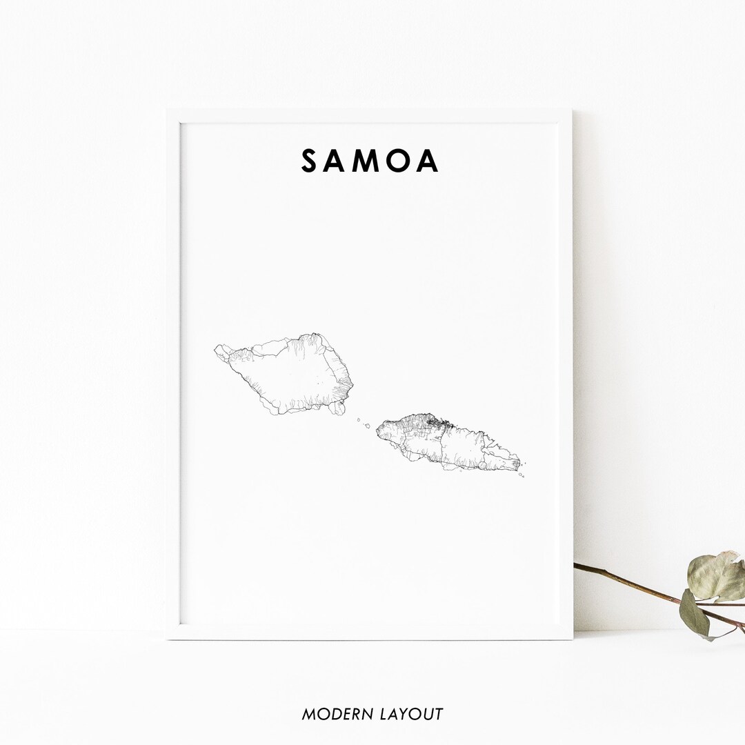 Samoa Map Print, Country Road Map Art Poster, Sāmoa Samoan Islands ...