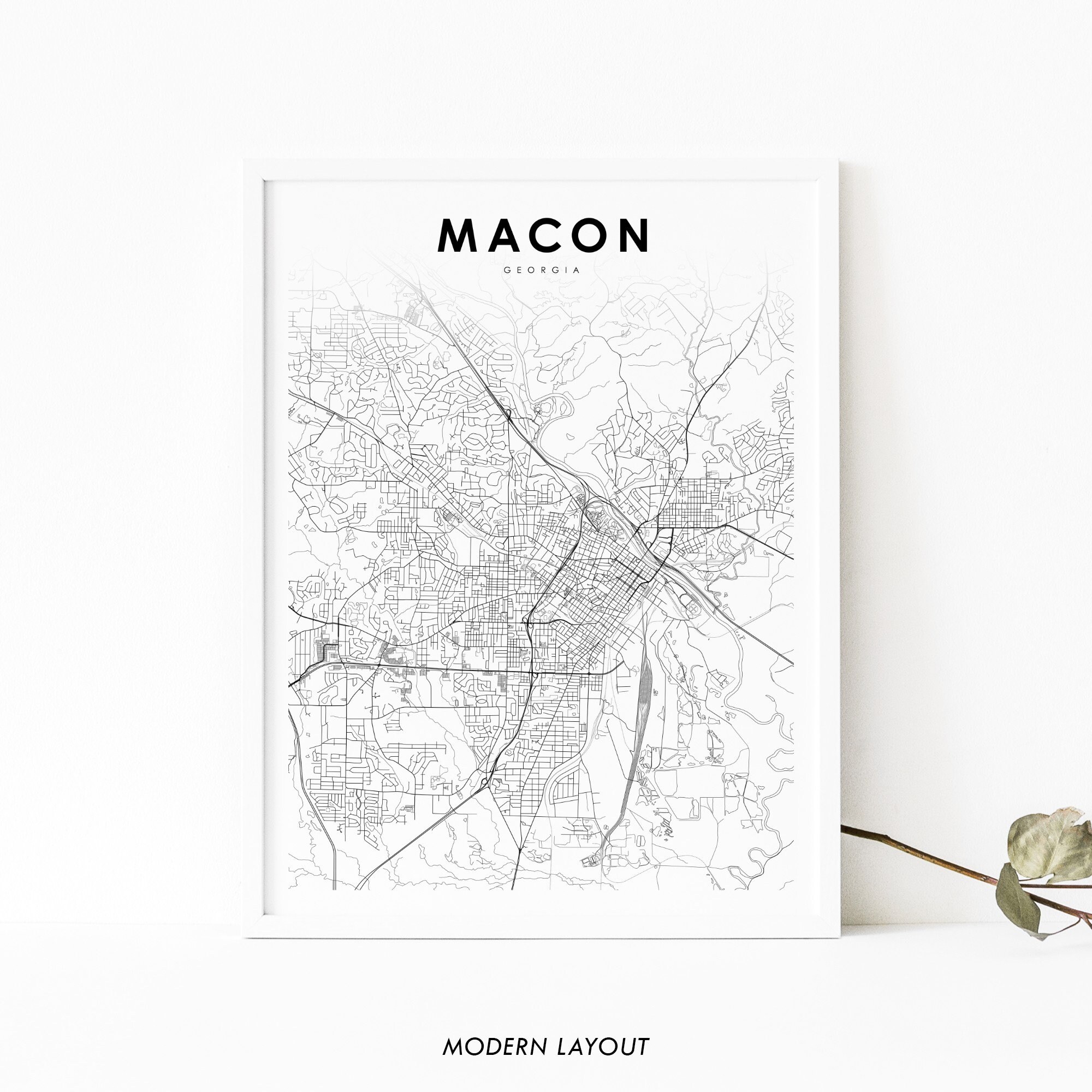 Macon GA Map Print Georgia USA Map Art Poster Maconbibb | Etsy