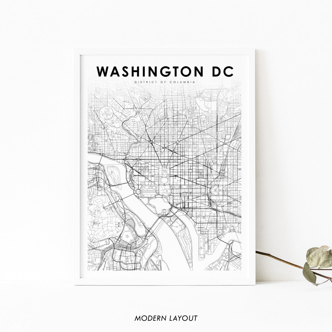 Downtown Washington DC Map Print, District of Columbia Map Art Poster ...