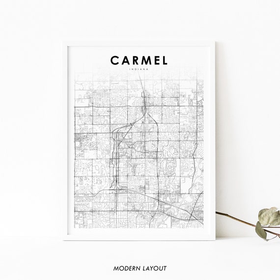 Carmel IN Map Print Indiana USA Map Art Poster Indianapolis | Etsy