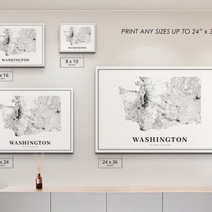 Washington Map Print, State Road Map Print, WA USA United States Map ...