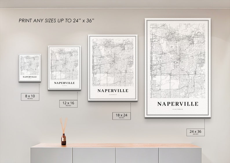 Naperville IL Map Print Illinois USA Map Art Poster City - Etsy