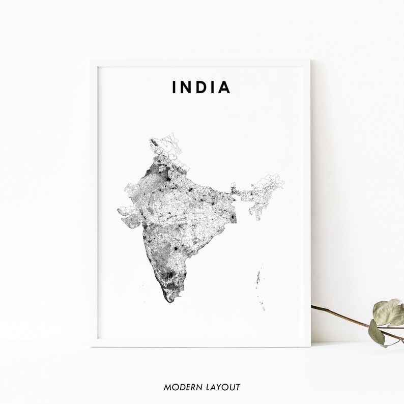 India Map Print Road Map Art Poster Bhārat Gaṇarājya Mumbai | Etsy