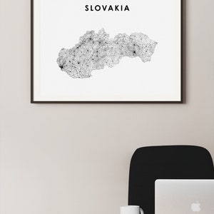 Slovakia Map Print, Road Map Poster, Slovak Slovenská Slovensko ...
