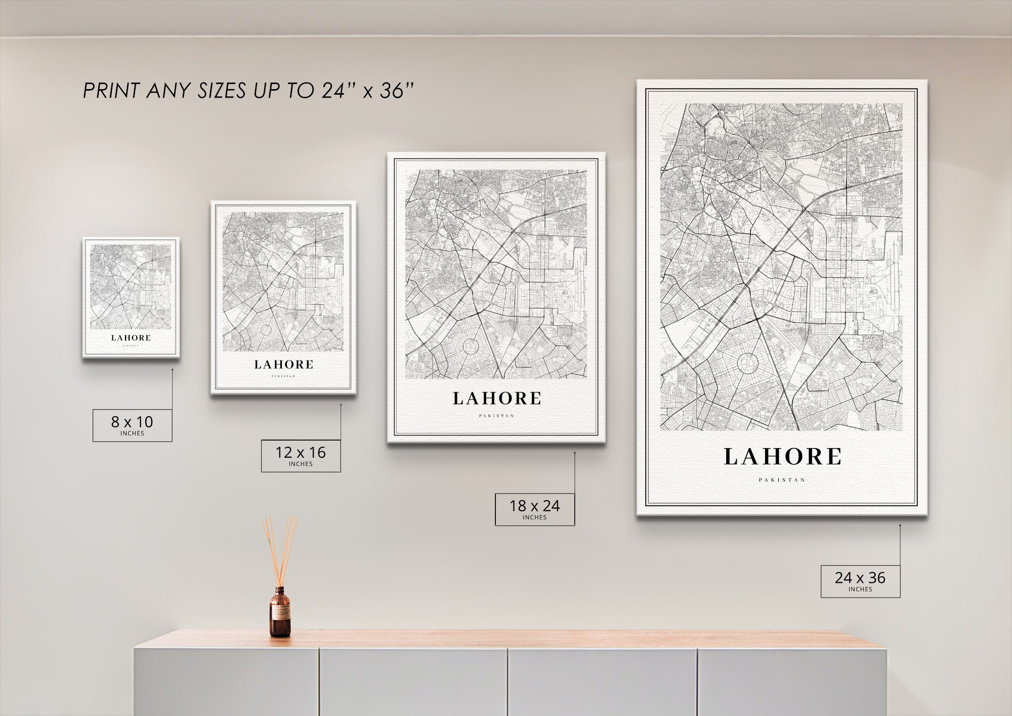 Lahore Pakistan Map Print, لاہور لہور Map Art Poster, Punjab City ...