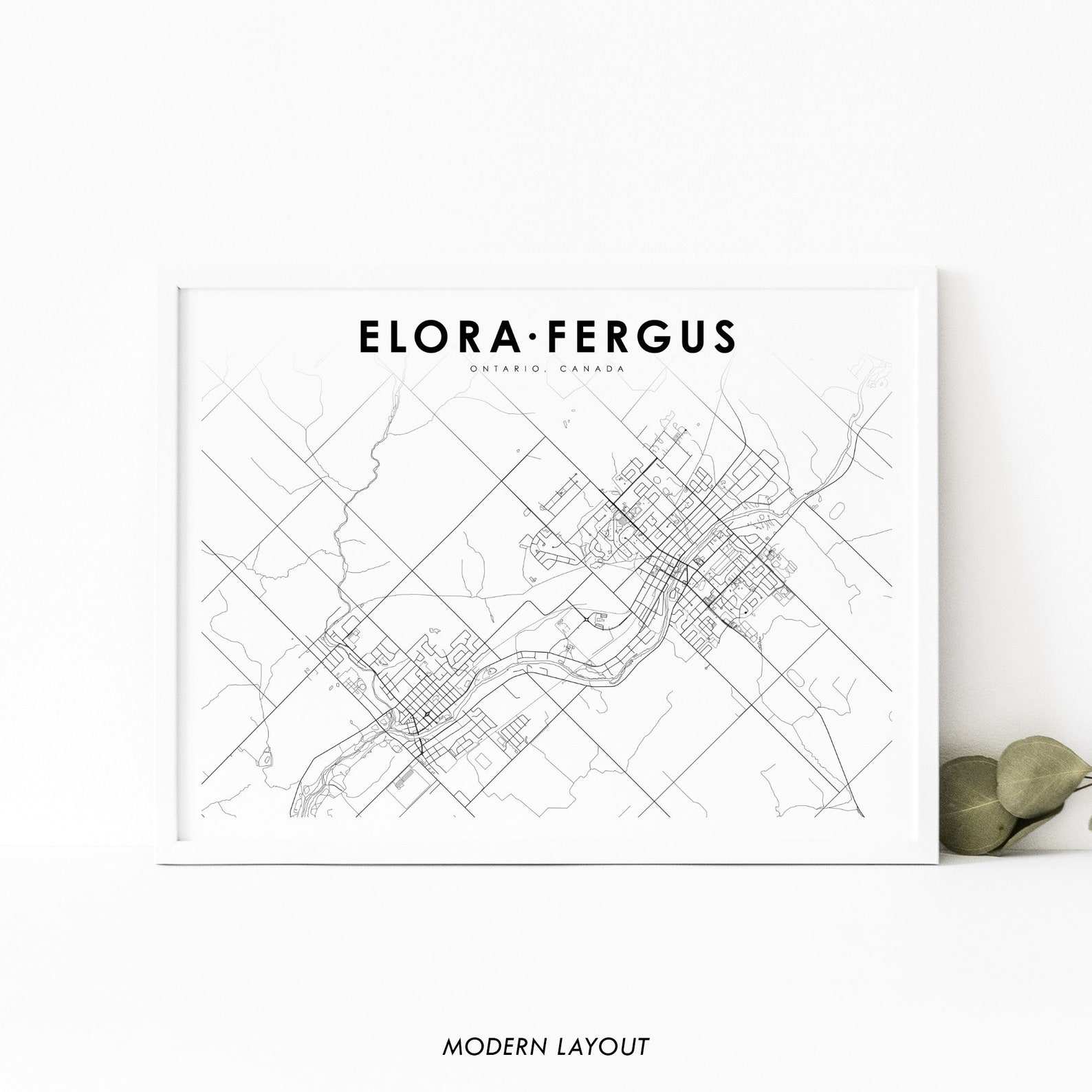 Elora Fergus Ontario Map Print ON Canada Map Art Poster City | Etsy