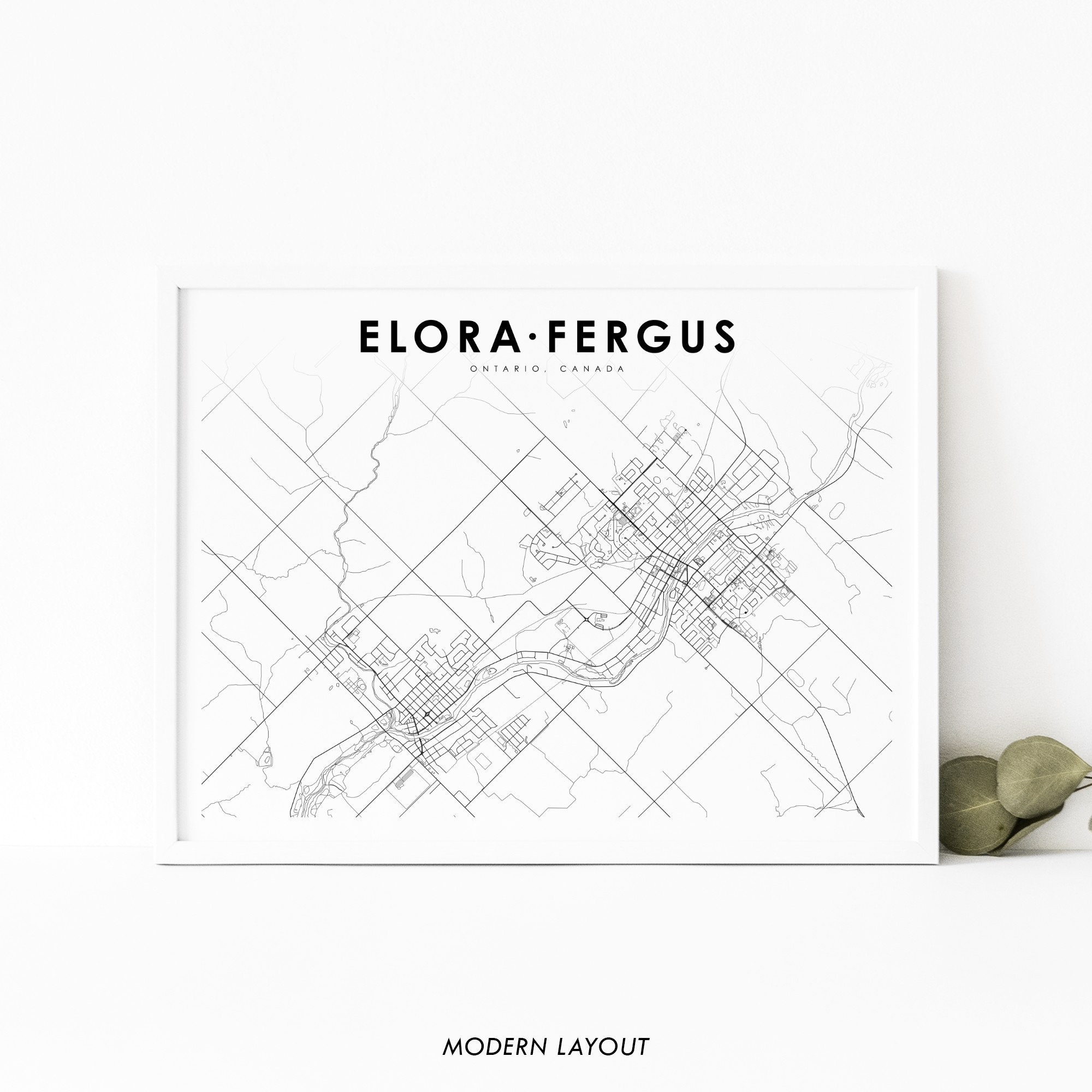 Elora Fergus Ontario Map Print ON Canada Map Art Poster City | Etsy