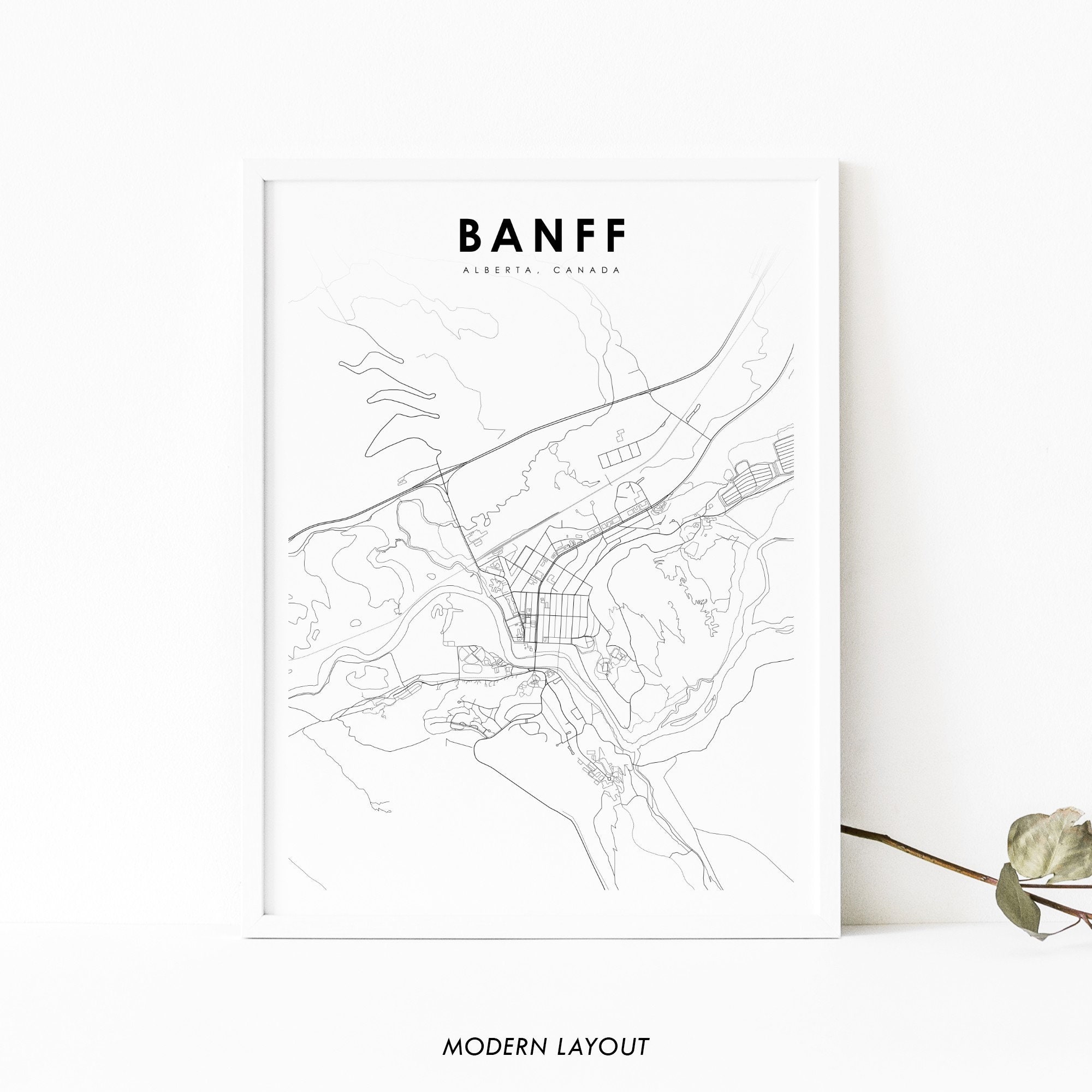 Banff Alberta Map Print AB Canada Map Art Poster Jasper | Etsy