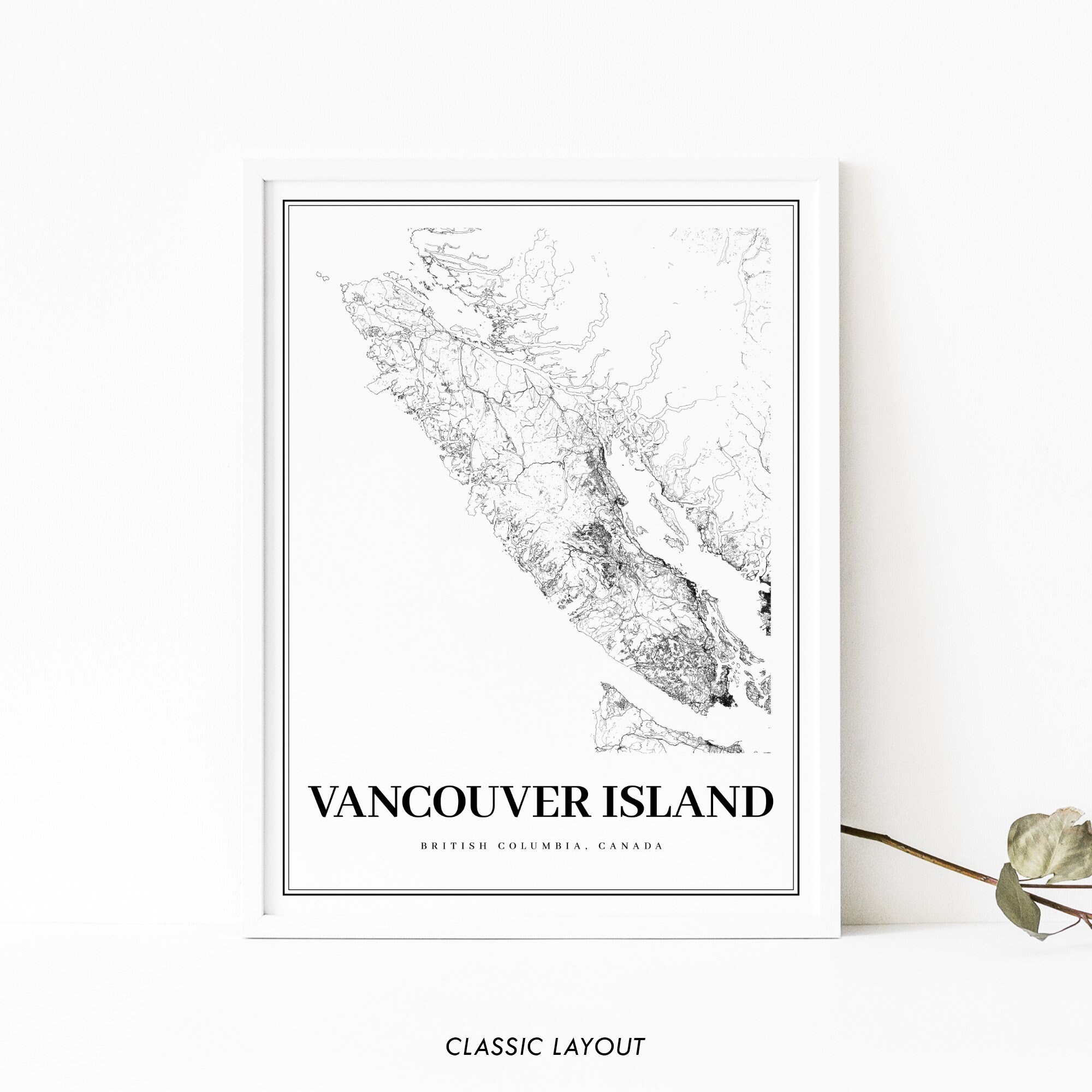 Vancouver Island BC Map Print British Columbia Canada Map Art - Etsy