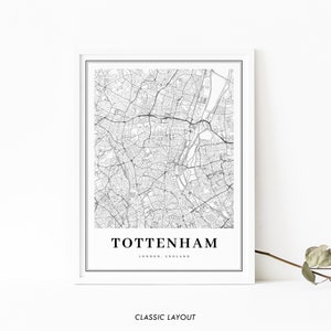 Tottenham London Map Print, England UK United Kingdom Map Art Poster ...