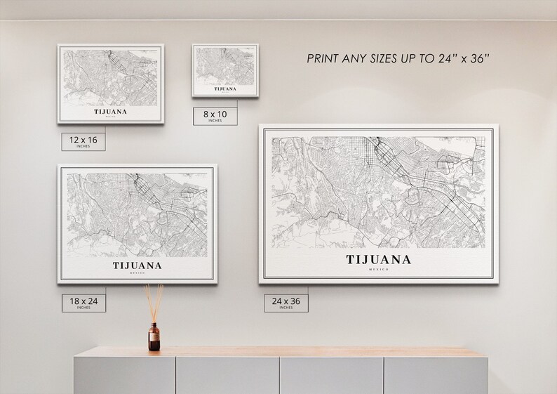 Tijuana Mexico Map Print, Map Art Poster, San Diego, Baja California ...