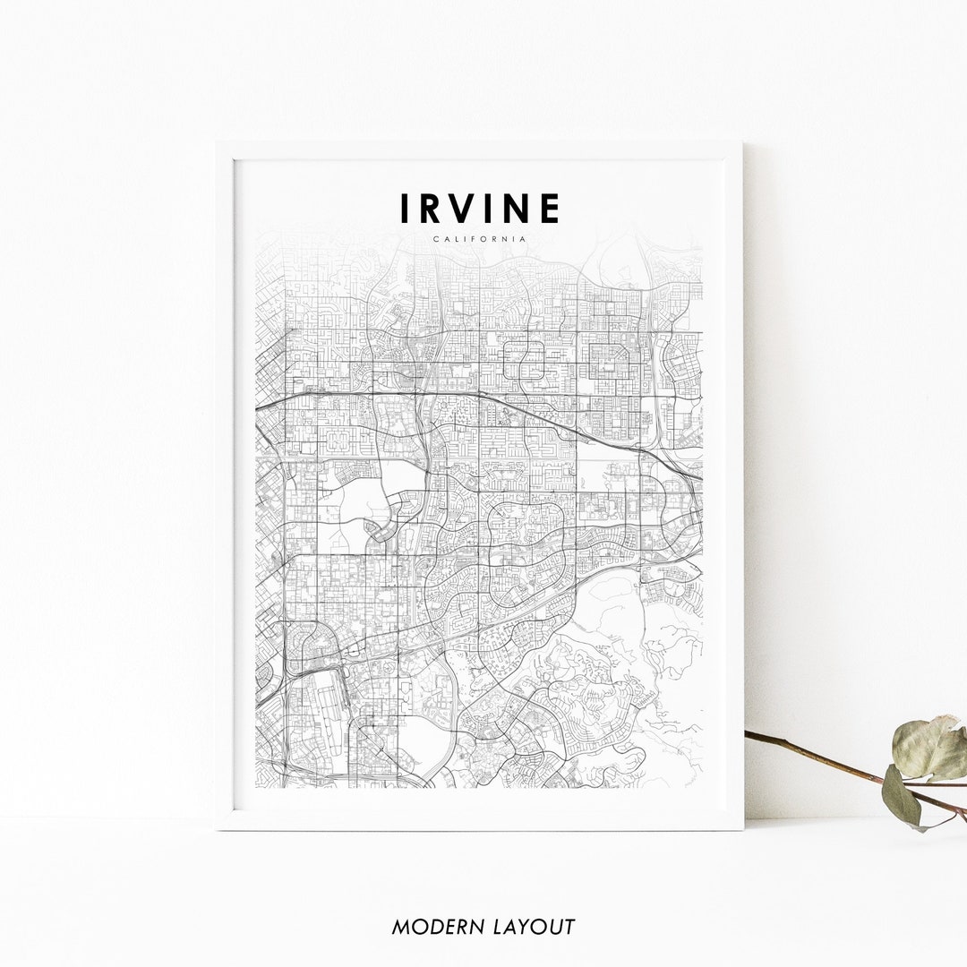 Irvine CA Map Print, California USA Map Art Poster, City Street Road ...