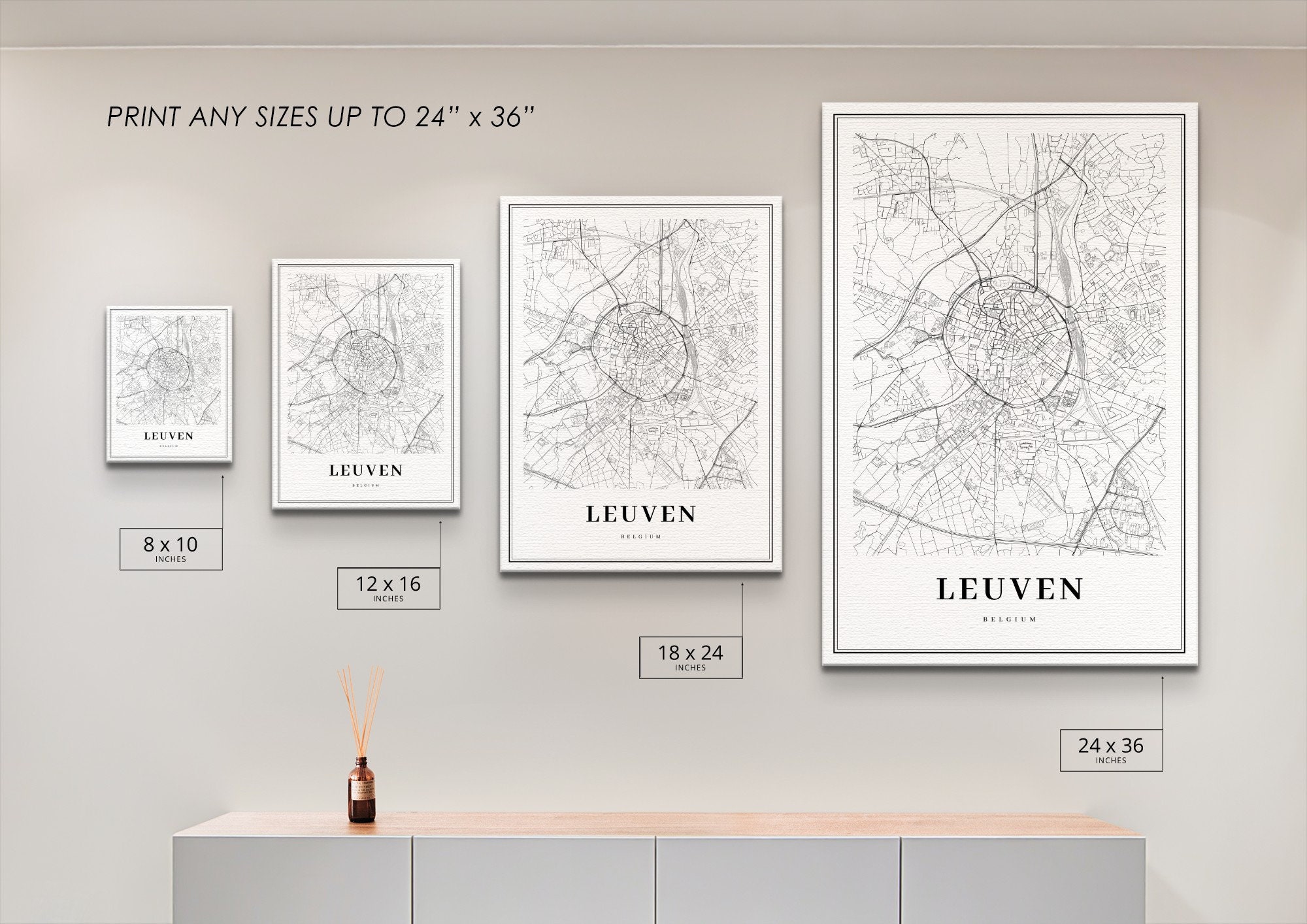 Leuven Belgium Map Print Map Art Poster Louvain Löwen | Etsy
