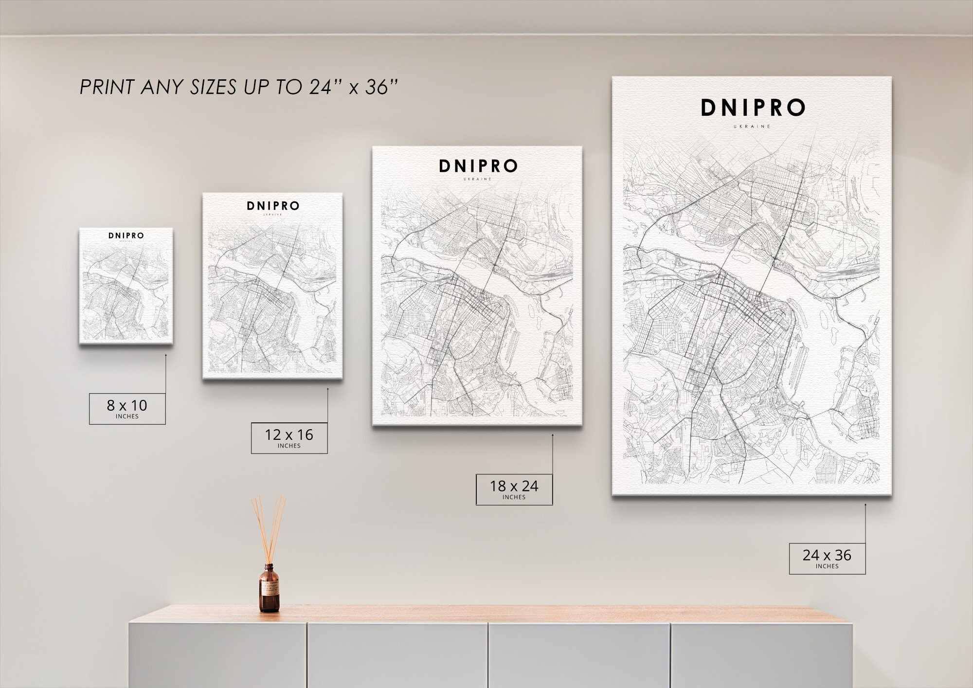 Dnipro Ukraine Map Print, Map Art Poster, Dnipropetrovsk, City Street ...