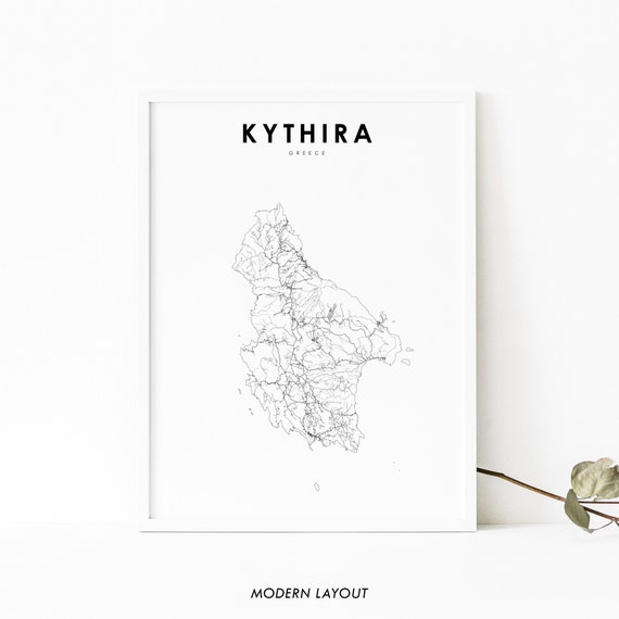 Kythira Greece Map Print Map Art Poster Cythera Κύθηρα | Etsy