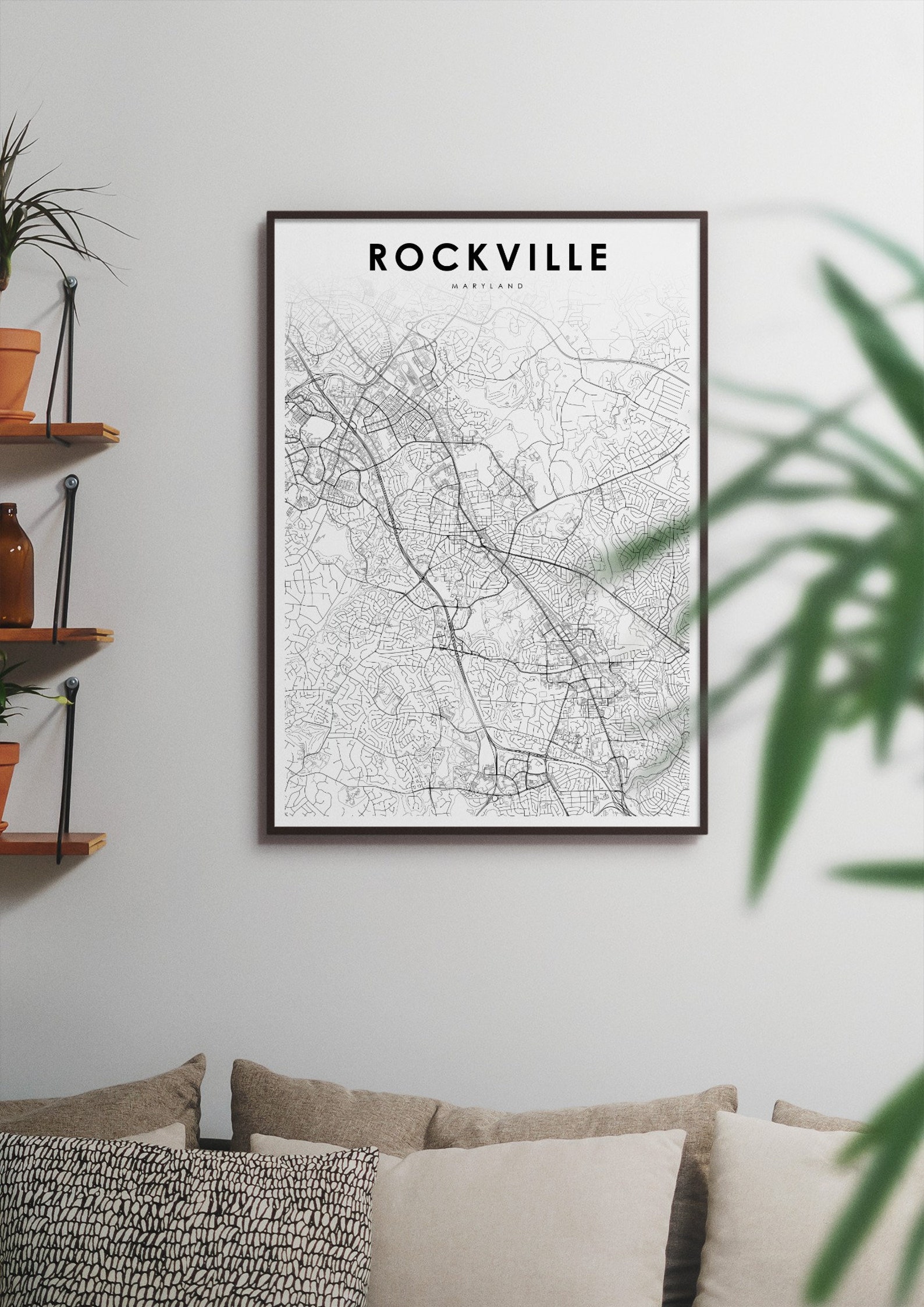 Rockville MD Map Print, Maryland USA Map Art Poster, Montgomery, City ...