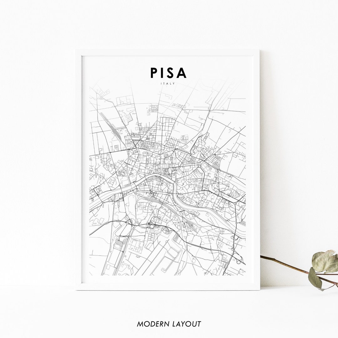 Pisa Italy Map Print, Italia Map Art Poster, Tuscany City Street Road ...
