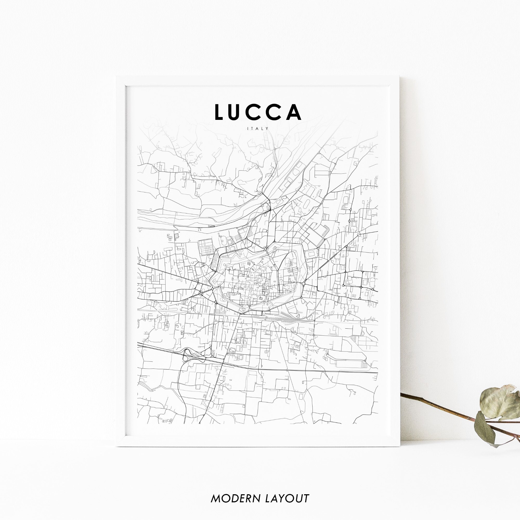 Lucca Italy Map Print Tuscany Italia Map Art Poster Lucca | Etsy