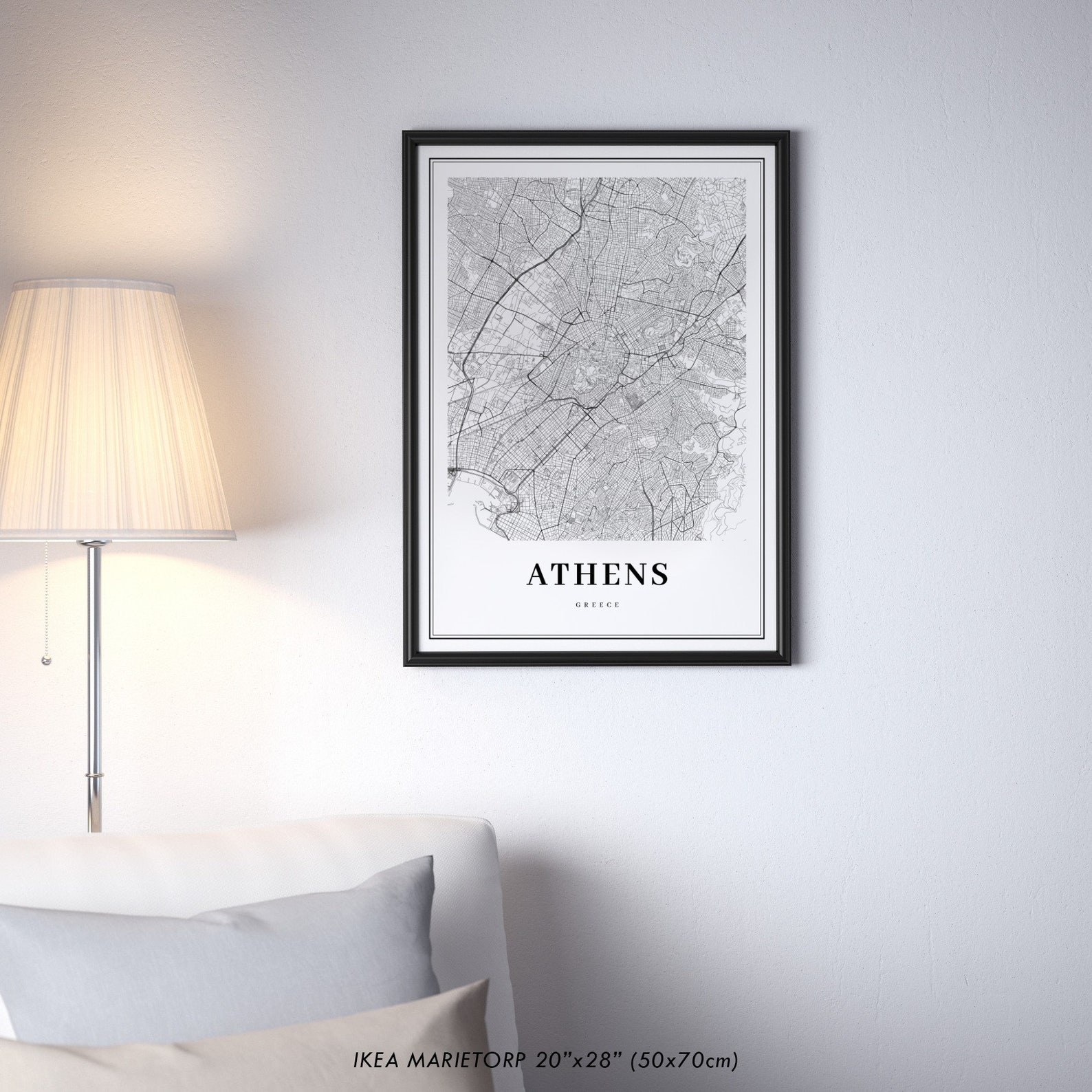 Athens Greece Map Print, Map Art Poster, Αθήνα Ελλάδα, City Street Road ...