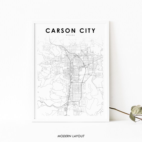 Carson City NV Map Print Nevada USA Map Art Poster Lake - Etsy