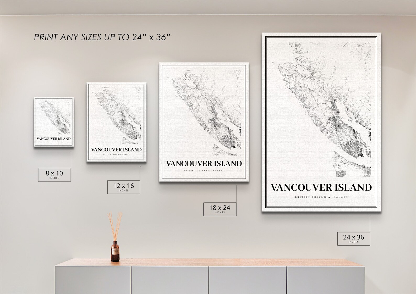 Vancouver Island BC Map Print British Columbia Canada Map Art - Etsy