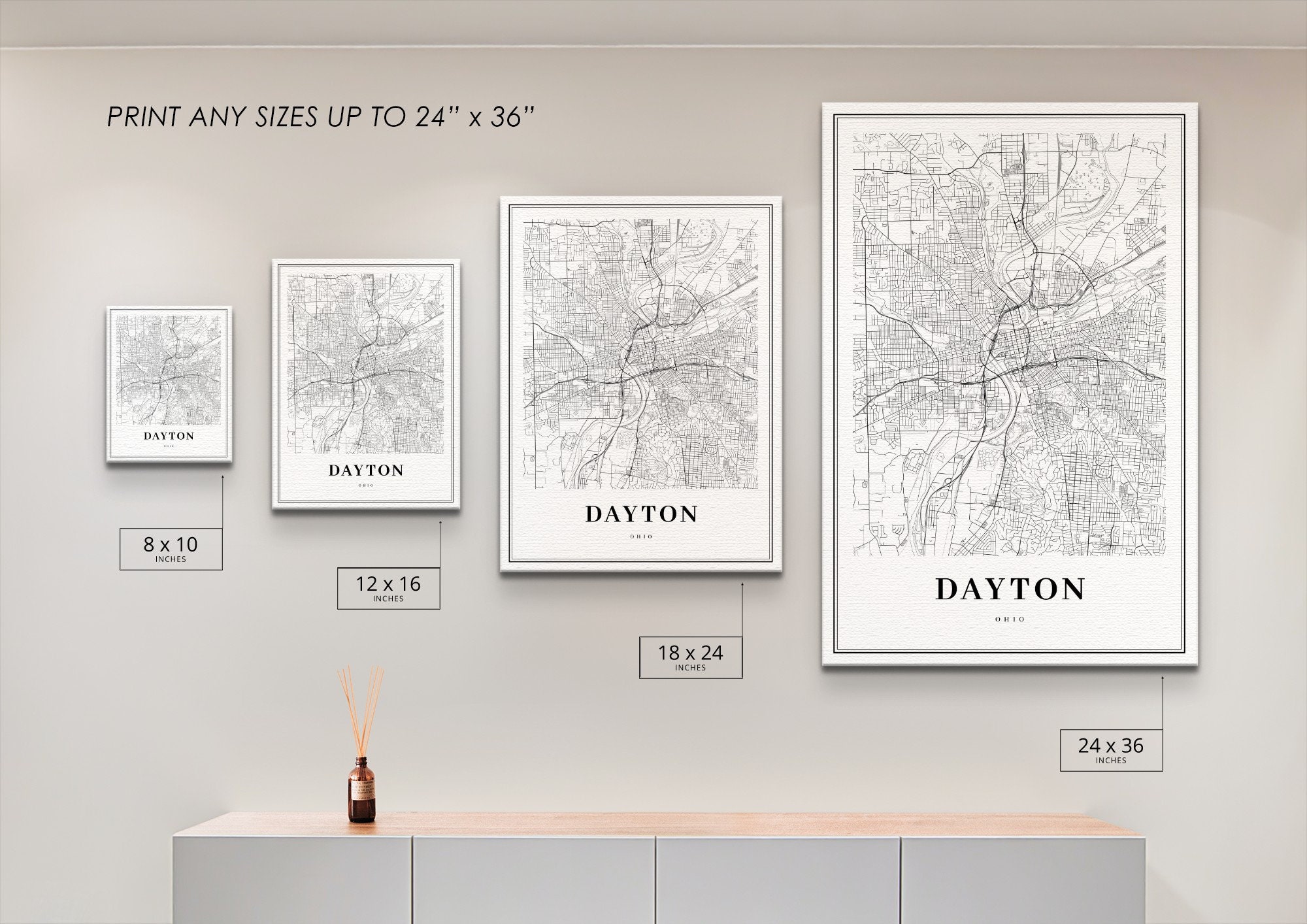 Dayton OH Map Print Ohio USA Map Art Poster Montgomery City | Etsy