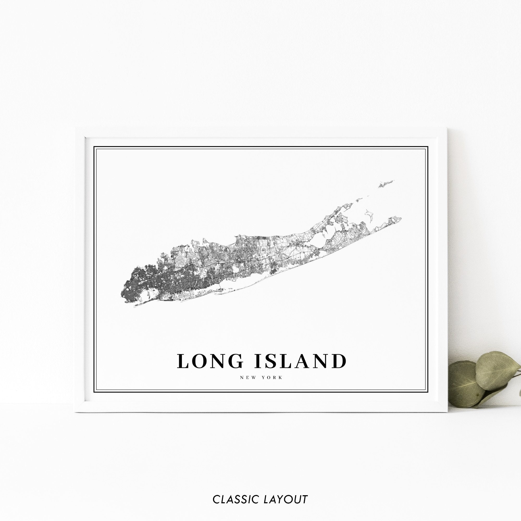 Long Island NY Map Print New York Road Map Print Queens USA - Etsy