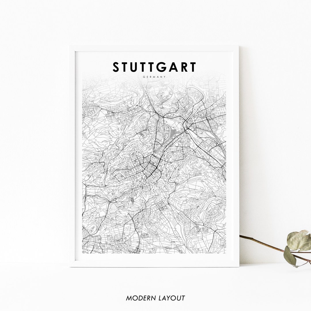 Stuttgart Germany Map Print, Map Art Poster, Baden-württemberg, City ...