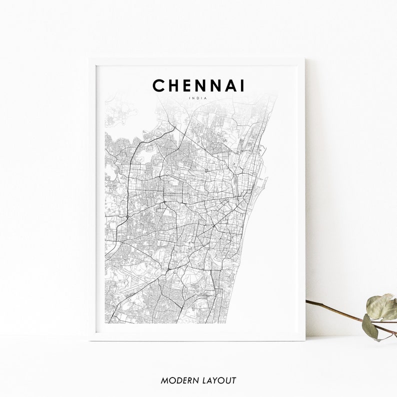 Chennai India Map Print Tamil Nadu Map Art Poster Madras - Etsy