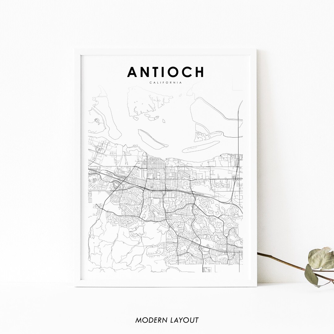 Antioch CA Map Print, California USA Map Art Poster, East Bay, City ...