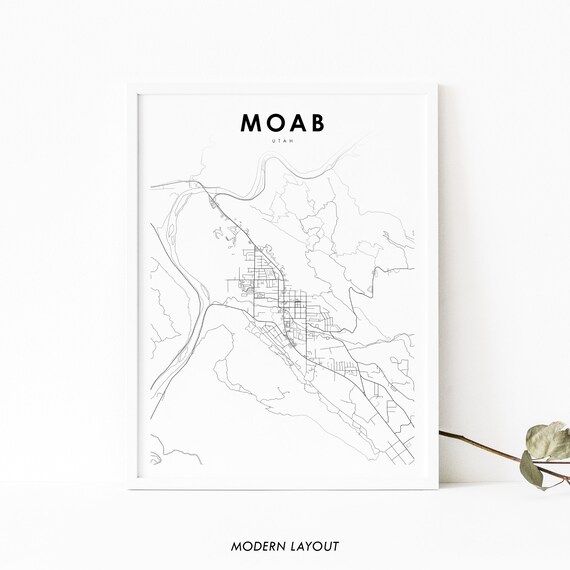 Moab UT Map Print Utah USA Map Art Poster City Street Road - Etsy